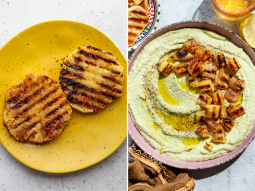 Edamame Hummus with Sumac-Grilled Pineapple - Dishing Out Health