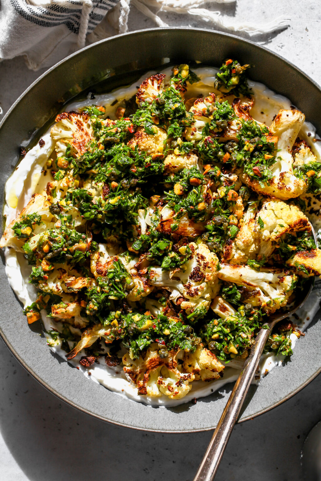Roasted Cauliflower with Fried Caper Gremolata - Dishing Out Health