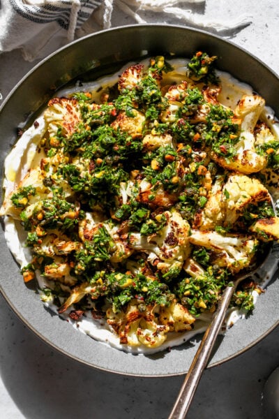 Roasted Cauliflower with Fried Caper Gremolata - Dishing Out Health