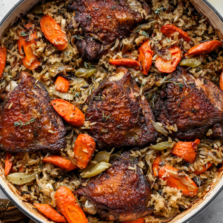 One Pan Herby Chicken and Wild Rice - Dishing Out Health