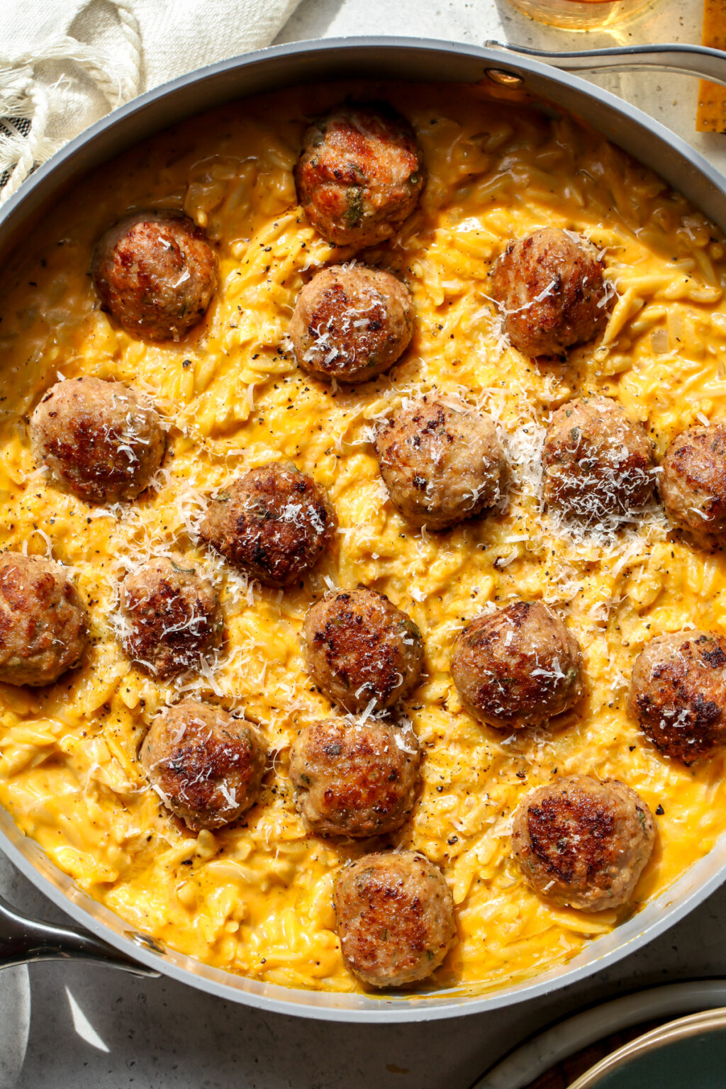 Sage Turkey Meatballs with Pumpkin Orzo - Dishing Out Health
