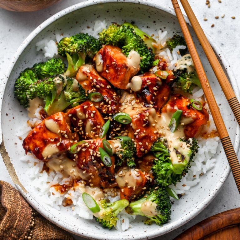 Sesame Salmon Rice Bowl with Ginger Sauce - Dishing Out Health