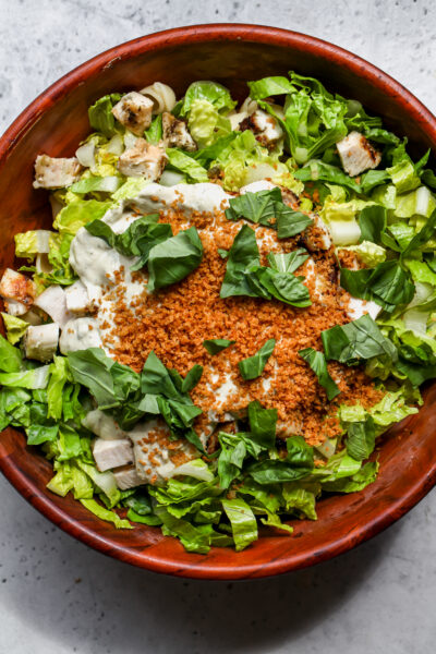 Pesto Chicken Caesar Pasta Salad - Dishing Out Health