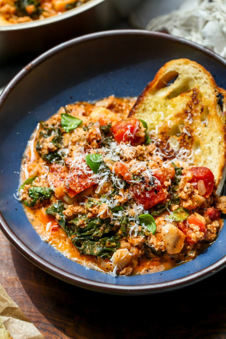 Tuscan Turkey and White Bean Skillet - Dishing Out Health